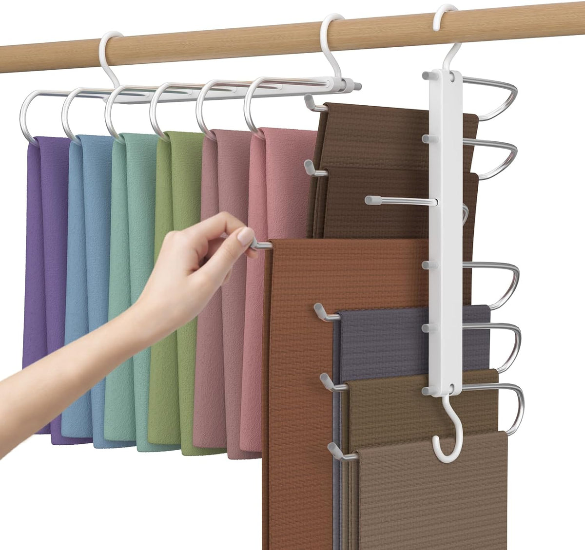 UrbanStorie® 5 Layer Hanger, Space Saving Non-Slip Clothes Organizer f ...